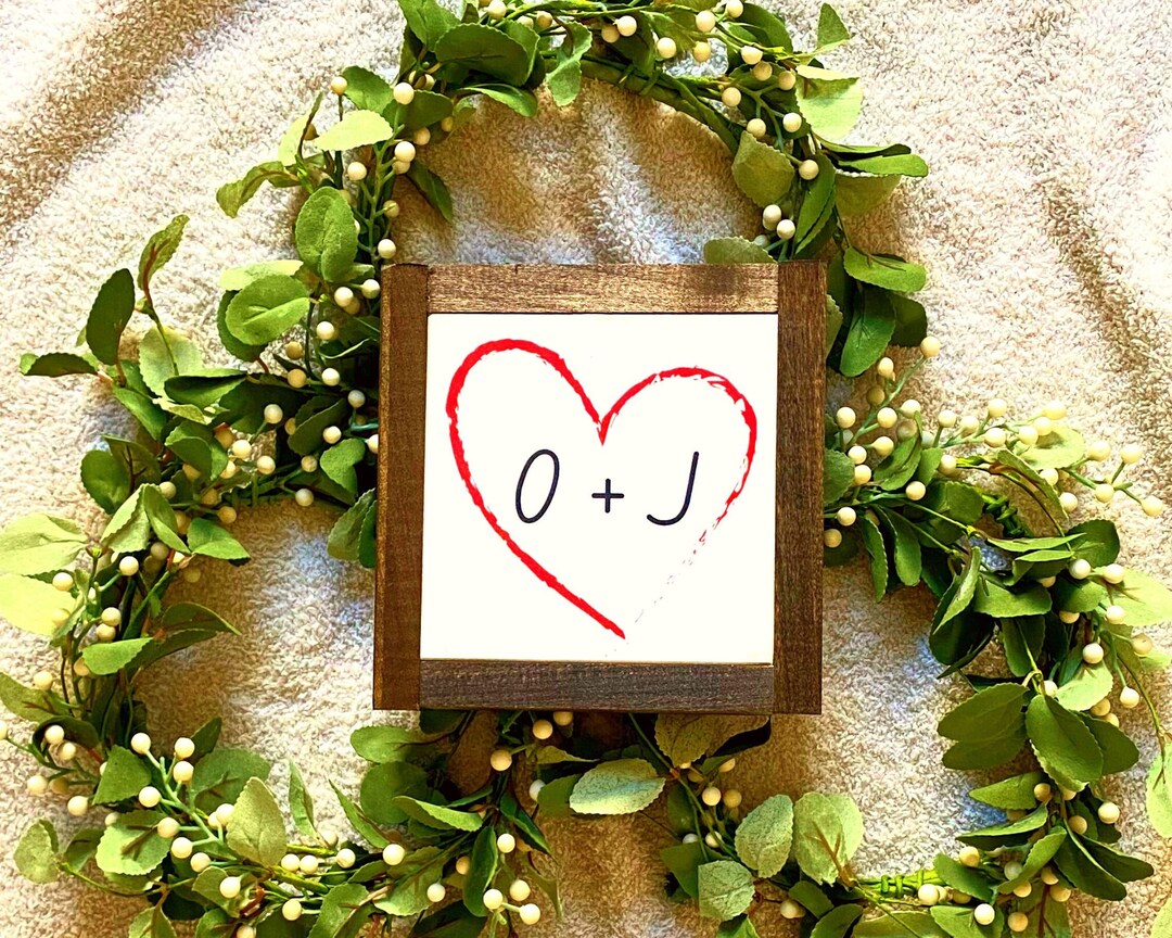 Heart With Initials Valentine's Day Mini Sign, Anniversary Gif ...
