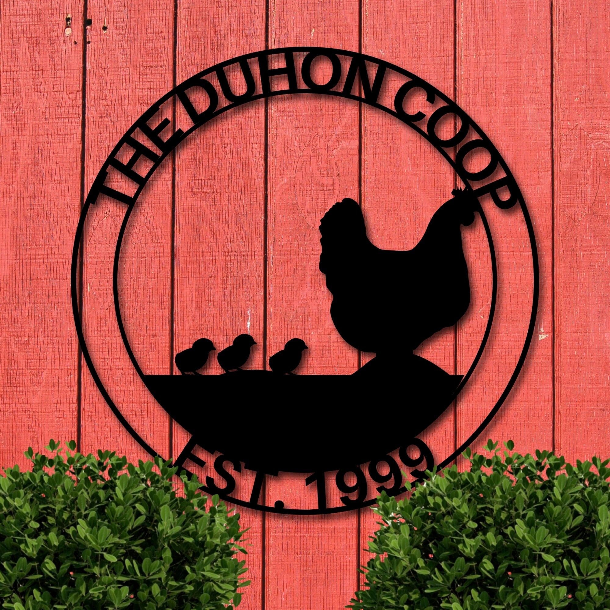 Personalized Chicken Coop Sign, Custom Hen House Sign, Metal Chicken ...