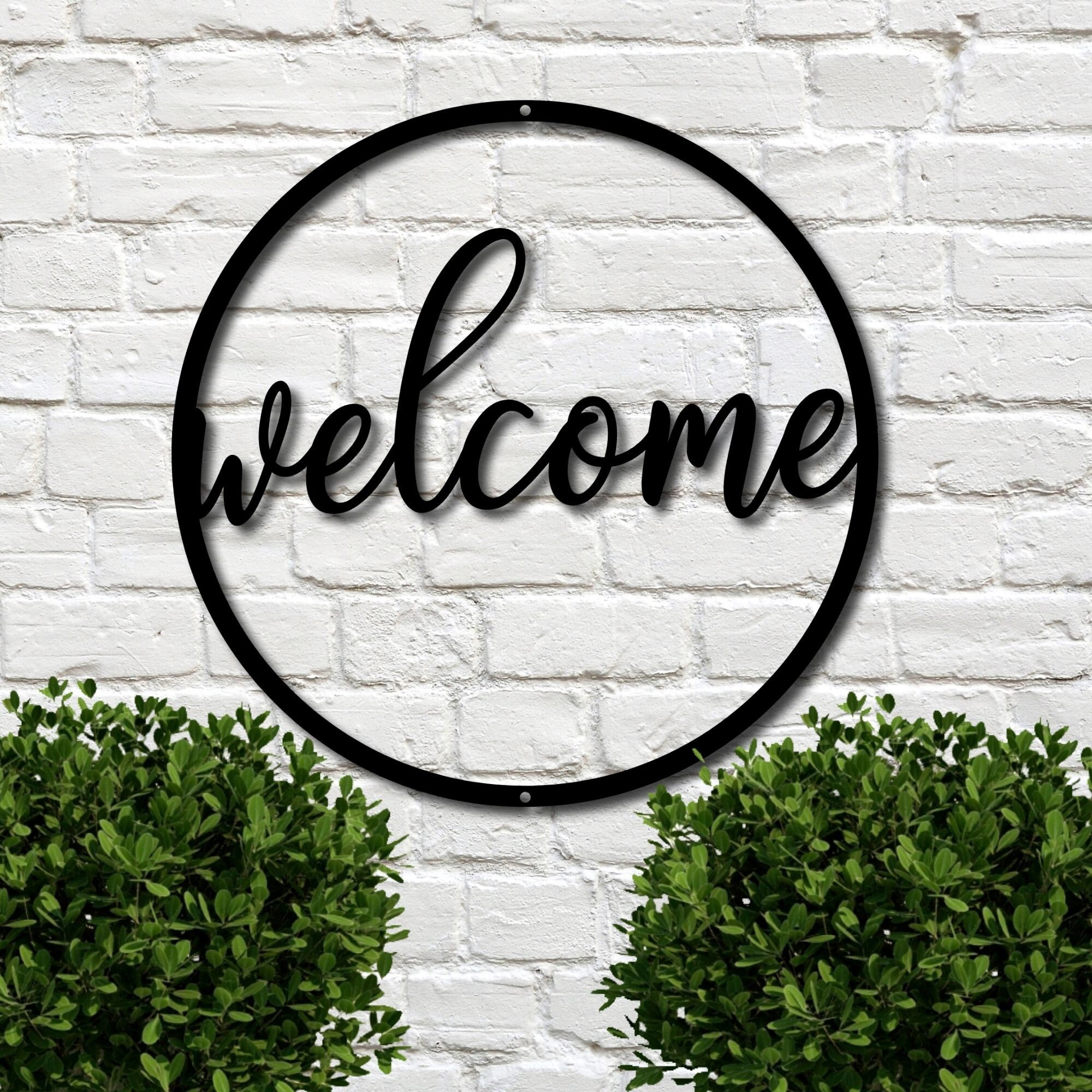 Round Welcome Metal Sign Welcome Sign Outdoor Welcome Sign - Etsy