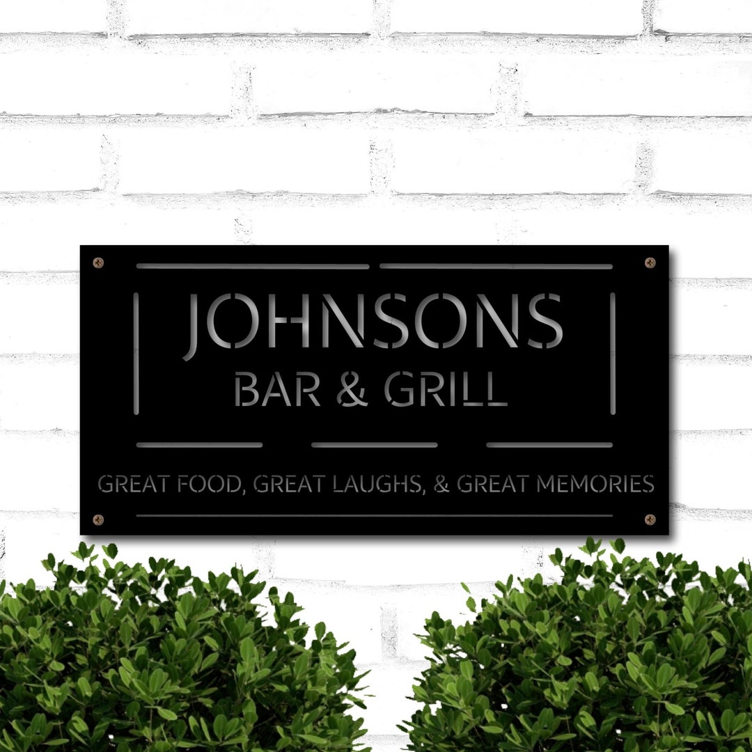 Personalized Metal Family Bar and Grill Sign, Personalized Metal Sign ...