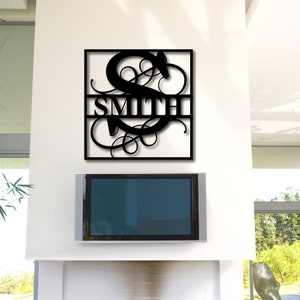 Metal Last Name Family Sign, Personalized Metal Name Sign, Split ...