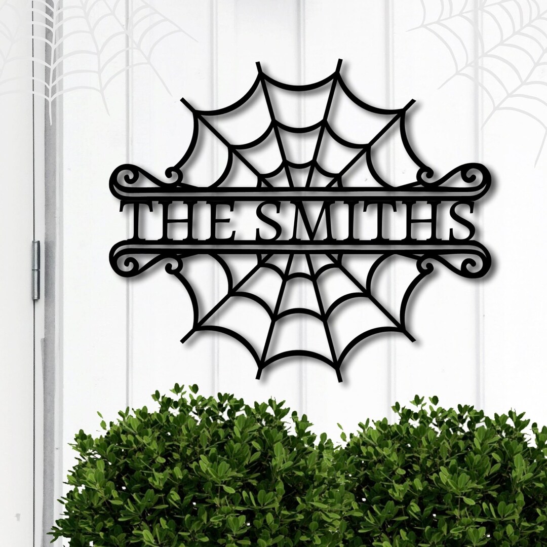 Halloween Door Sign ~ Spider Web Wreath ~ Halloween Decor Metal Sign ...