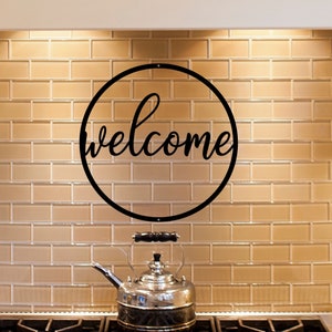 Round Welcome Metal Sign, Welcome Sign, Outdoor Welcome Sign, Metal ...