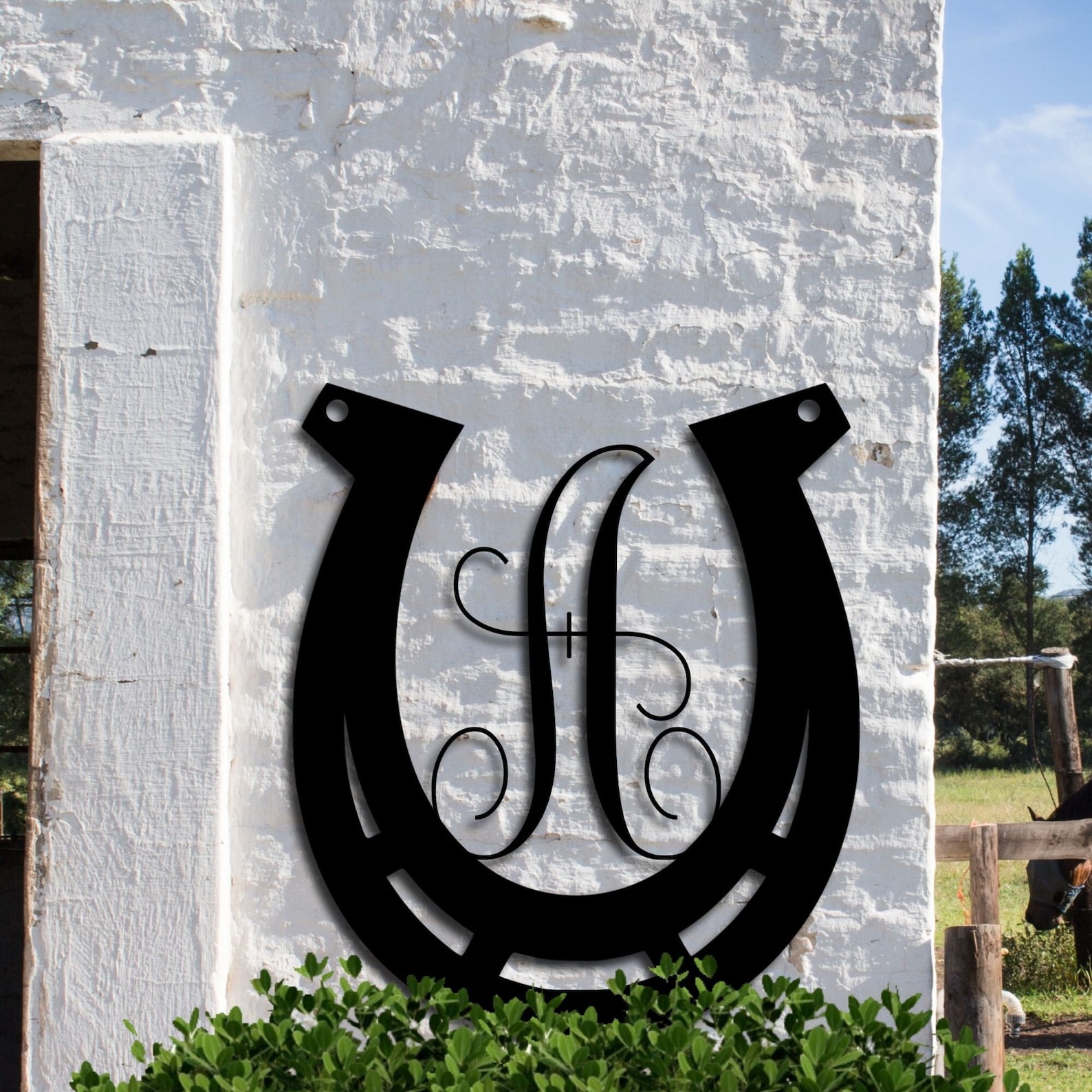 Horseshoe Monogram ~ Horse Equestrian Riding Decor ~ Country Home Barn ...
