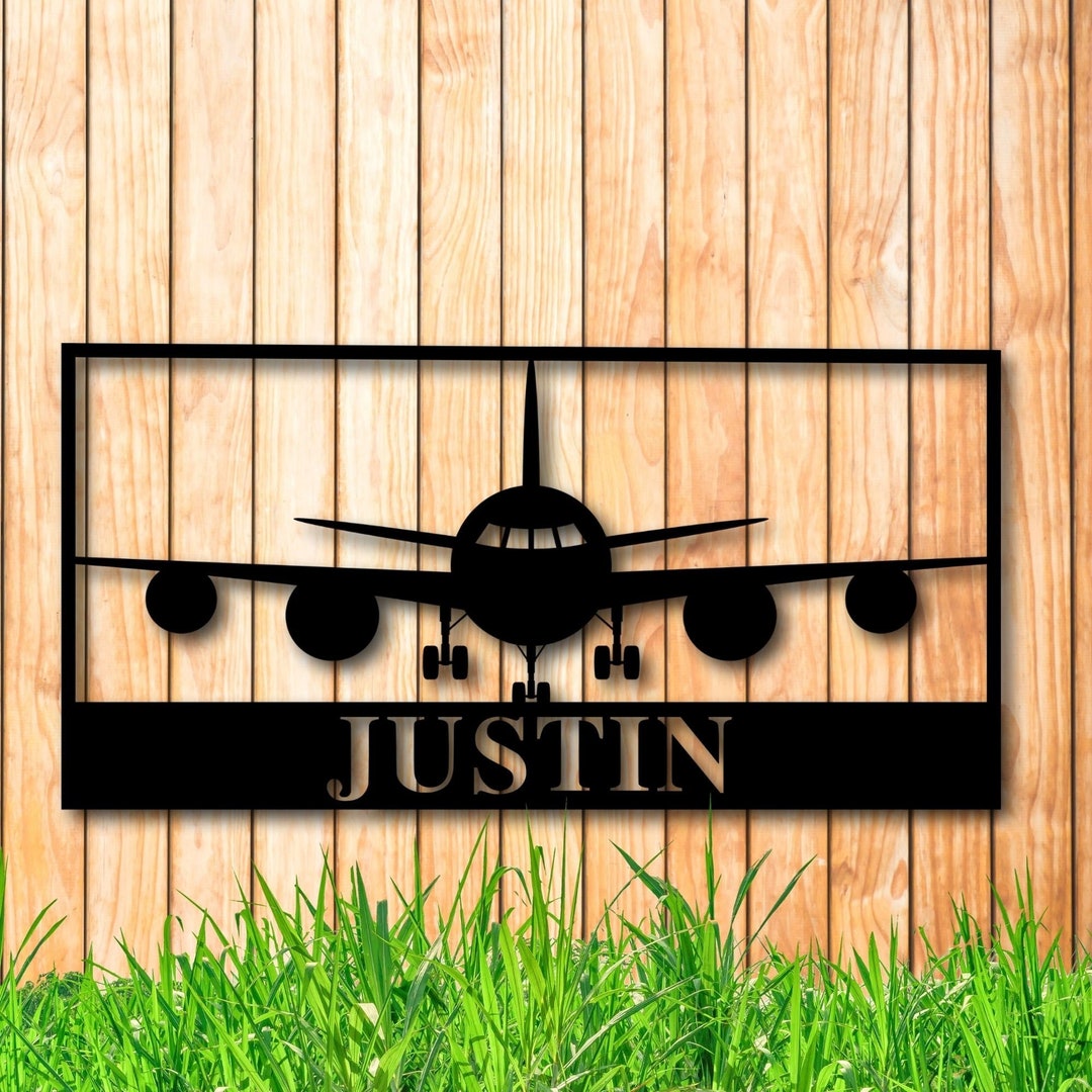 Airplane Hangar Sign, Personalized Pilot Name Sign, Custom Aviation ...