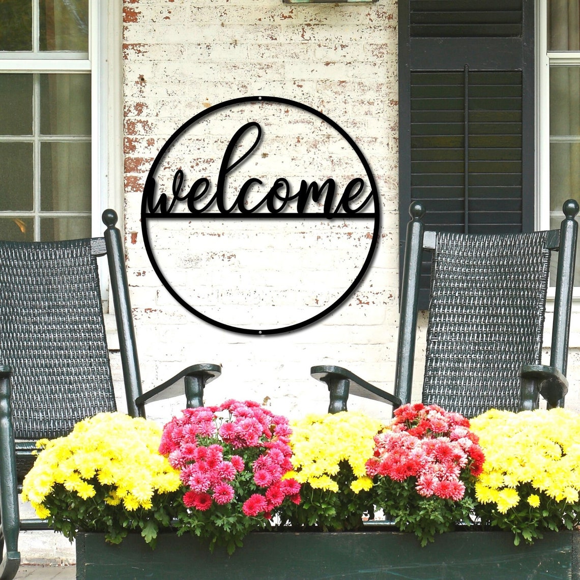 Round Welcome Metal Sign Welcome Sign Outdoor Welcome Sign - Etsy