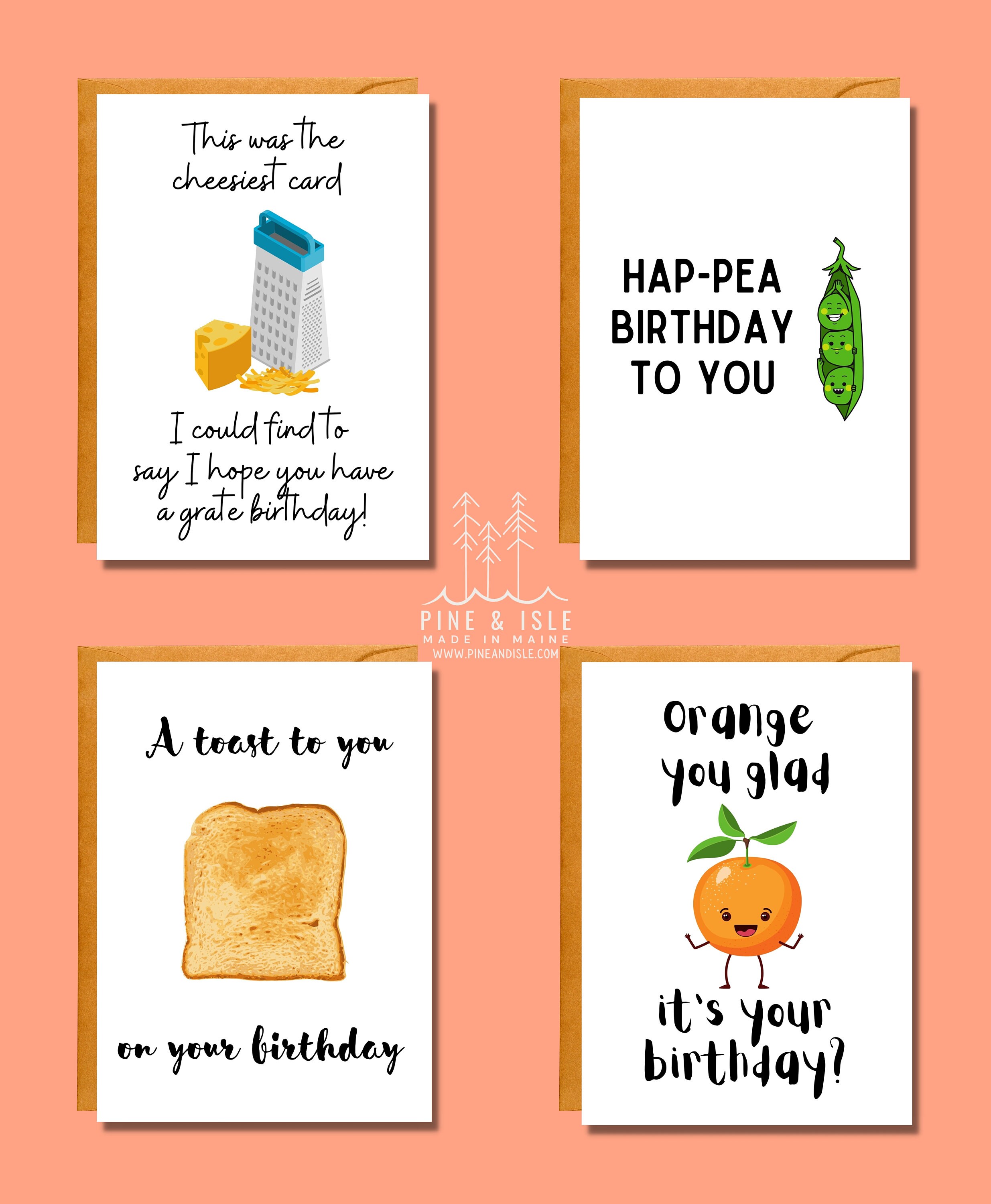 Birthday Food Pun Greeting Cards Pun Card Card Bundle - Etsy