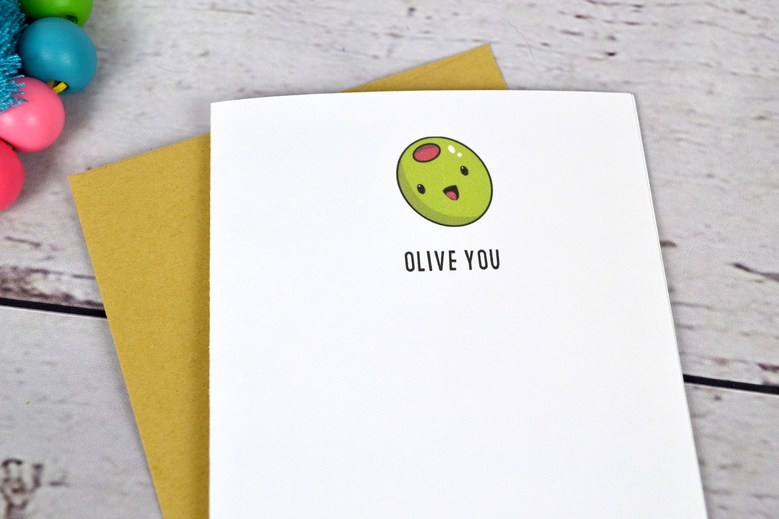 Olive You Handmade Greeting Card Food Puns Love | Etsy
