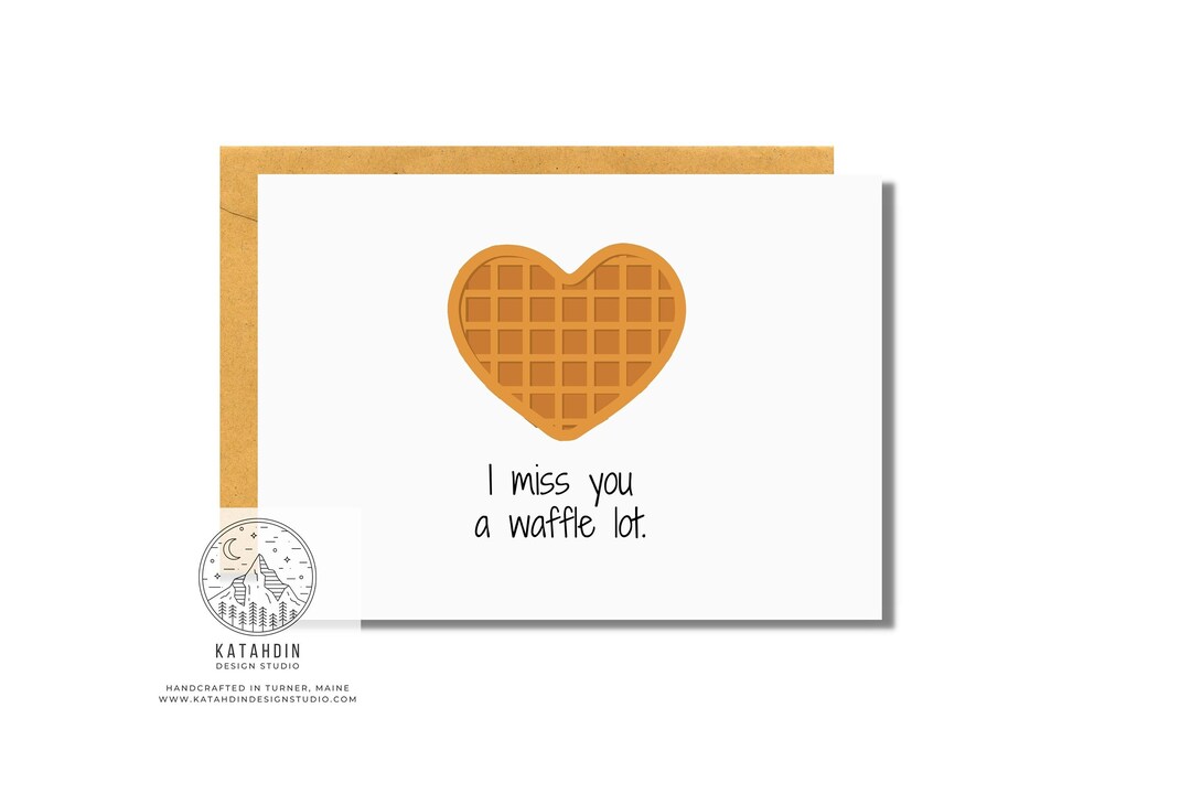 I Miss You a Waffle Lot, Food Pun Card - Etsy