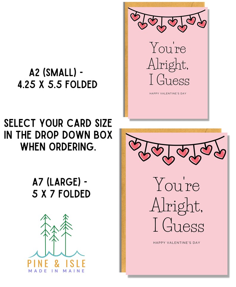 You're Alright I Guess, Valentine's Day Card, Funny Valentine - Etsy