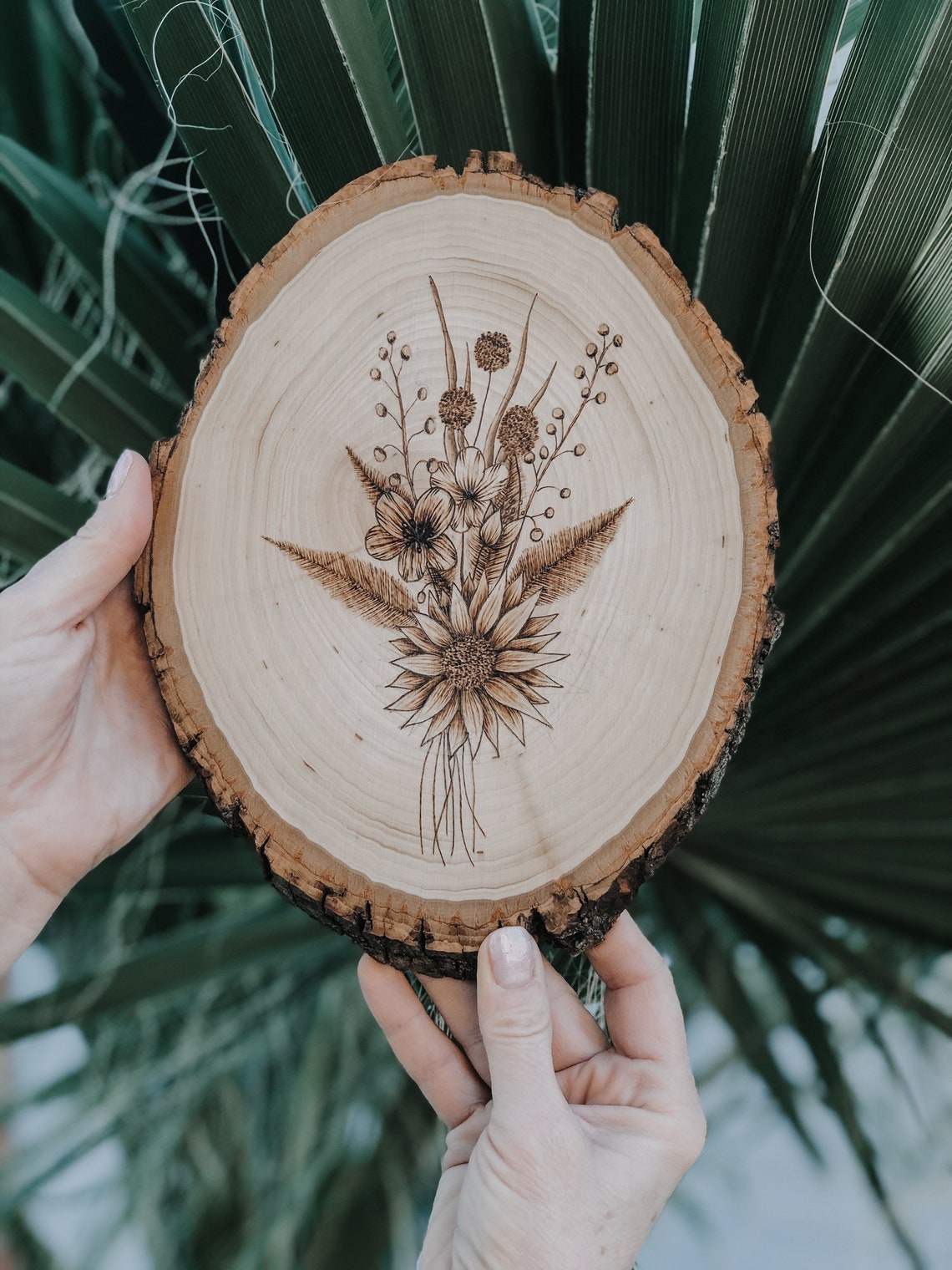 Custom Floral Wood Round - Etsy