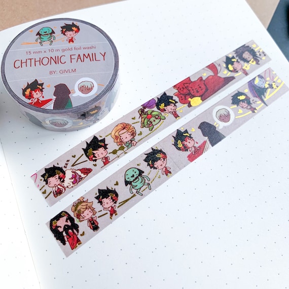 Cthonic Relatives Hades-themed Gold Foil Finish 15 Mm Washi - Etsy