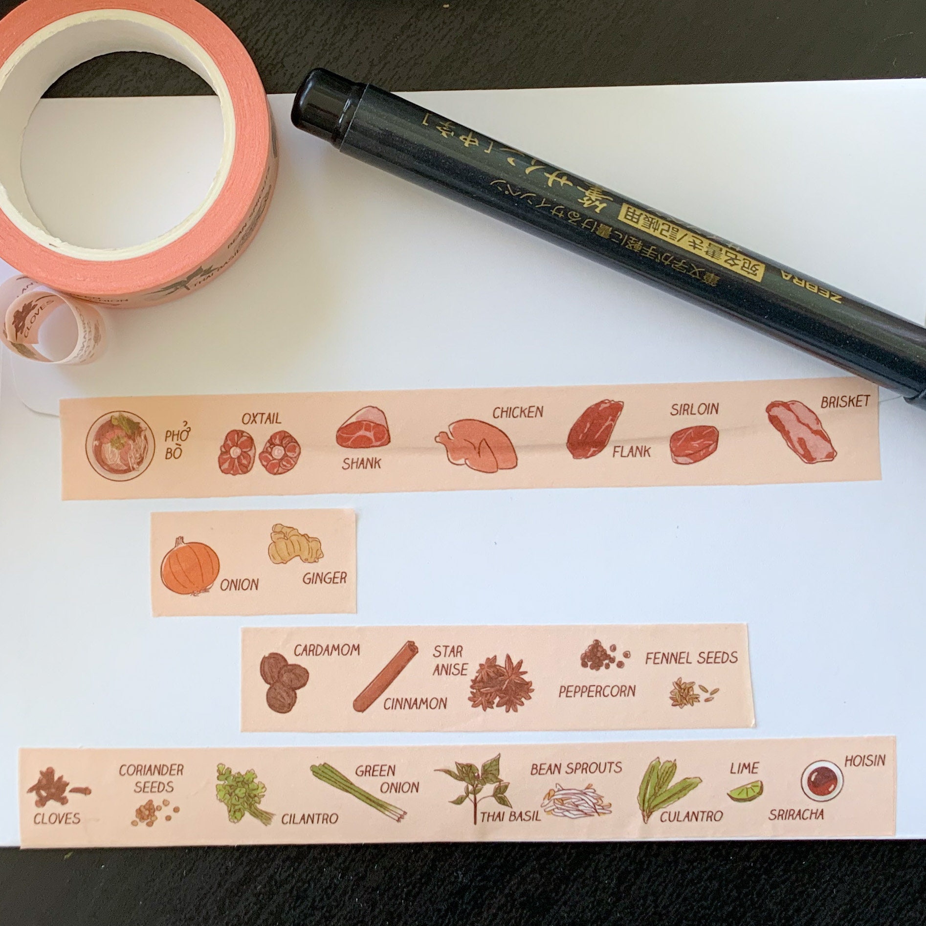 Deconstructed Pho Bo 15 Mm Washi Tape | Etsy