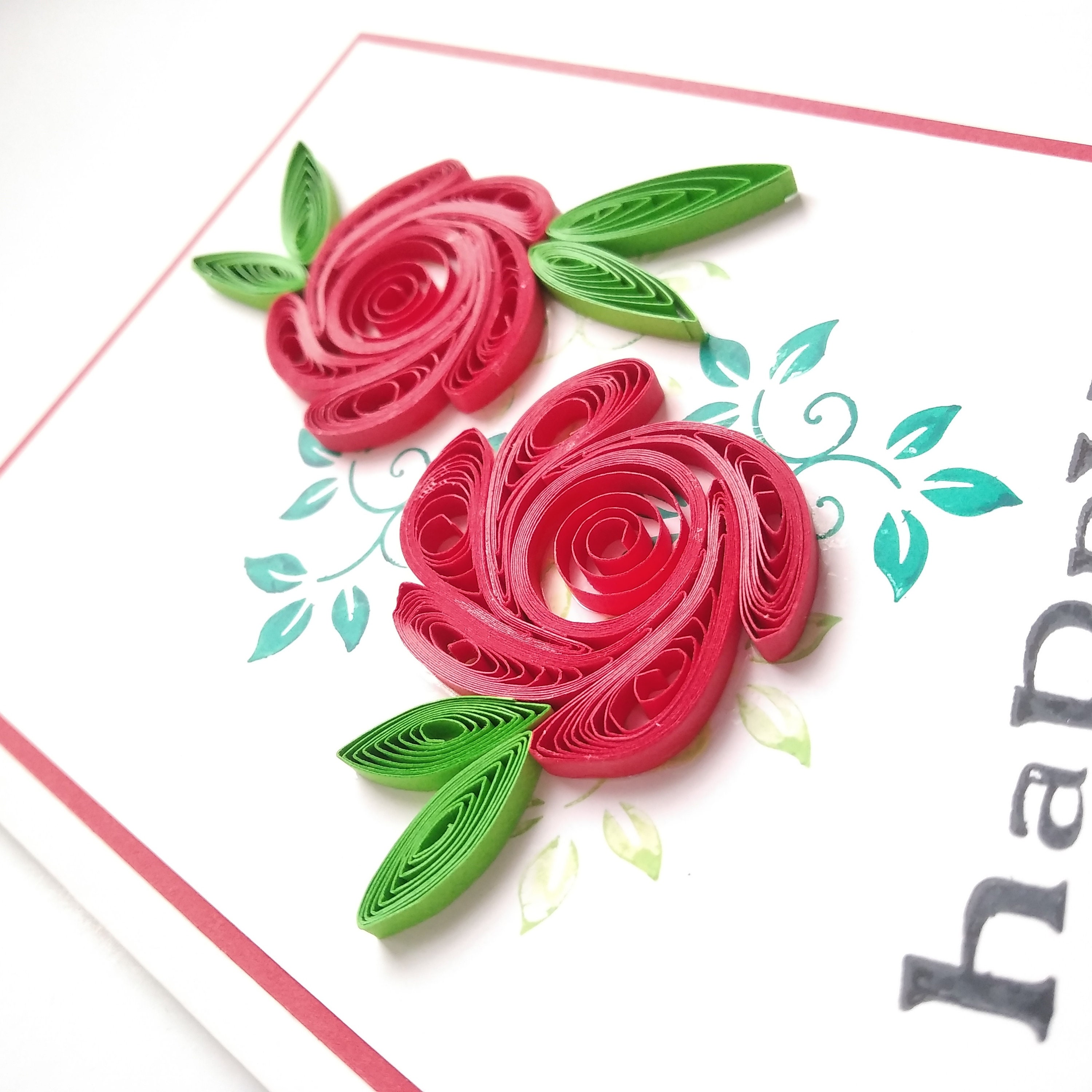 Quilled Twin Red Roses Birthday Card Quilling Card 3D - Etsy