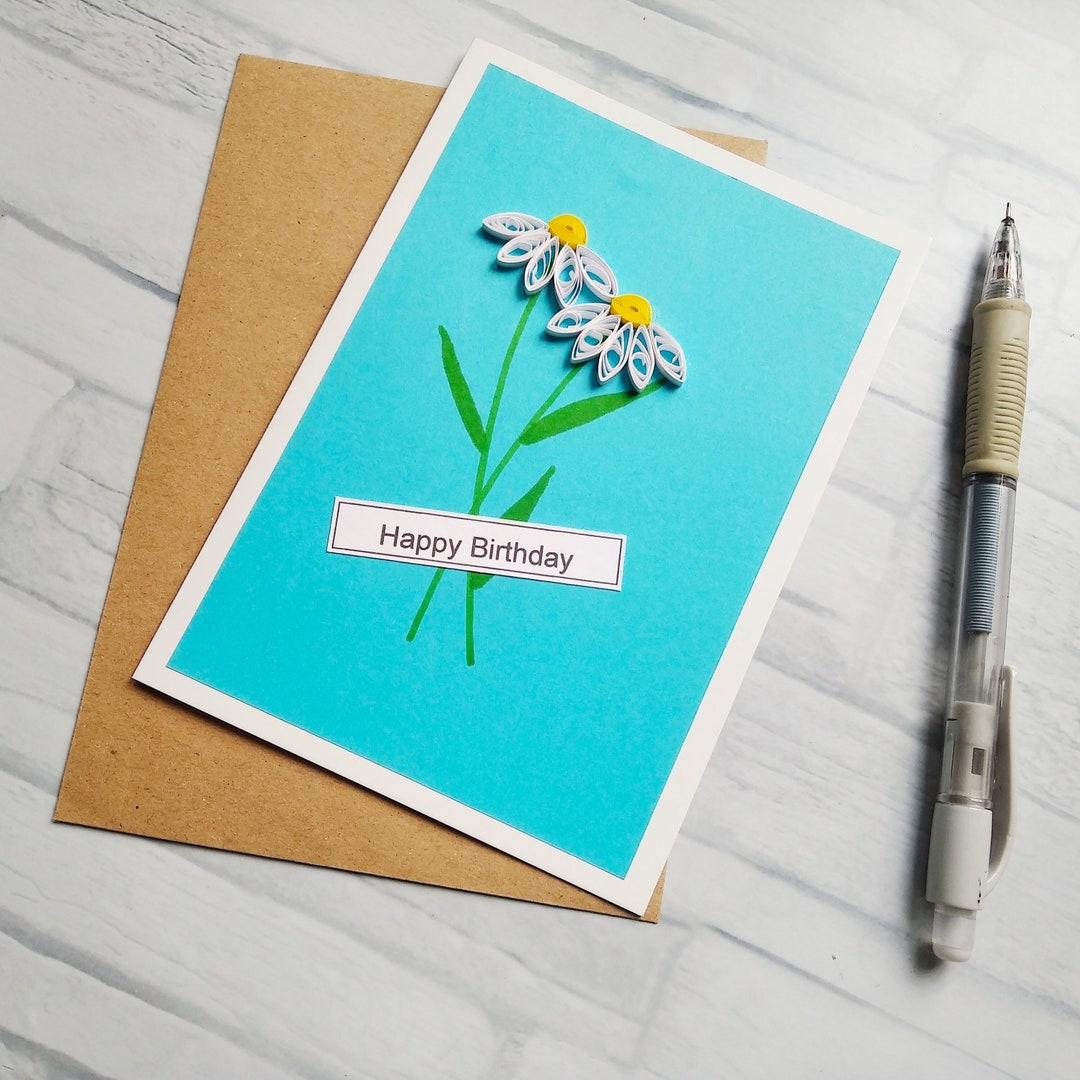 3D Paper Art Daisy Flower Card, Handmade Quilling Greeting Cards - Etsy