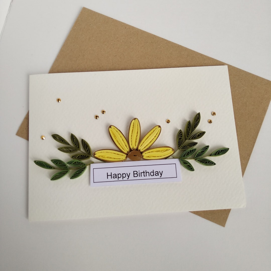 Yellow Flower Card With 3D Paper Quilling Original Art - Etsy