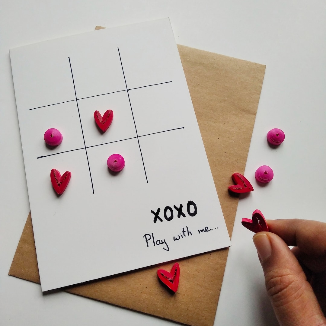 Tic Tac Toe Greeting Card, Playable Interactive Card - Etsy