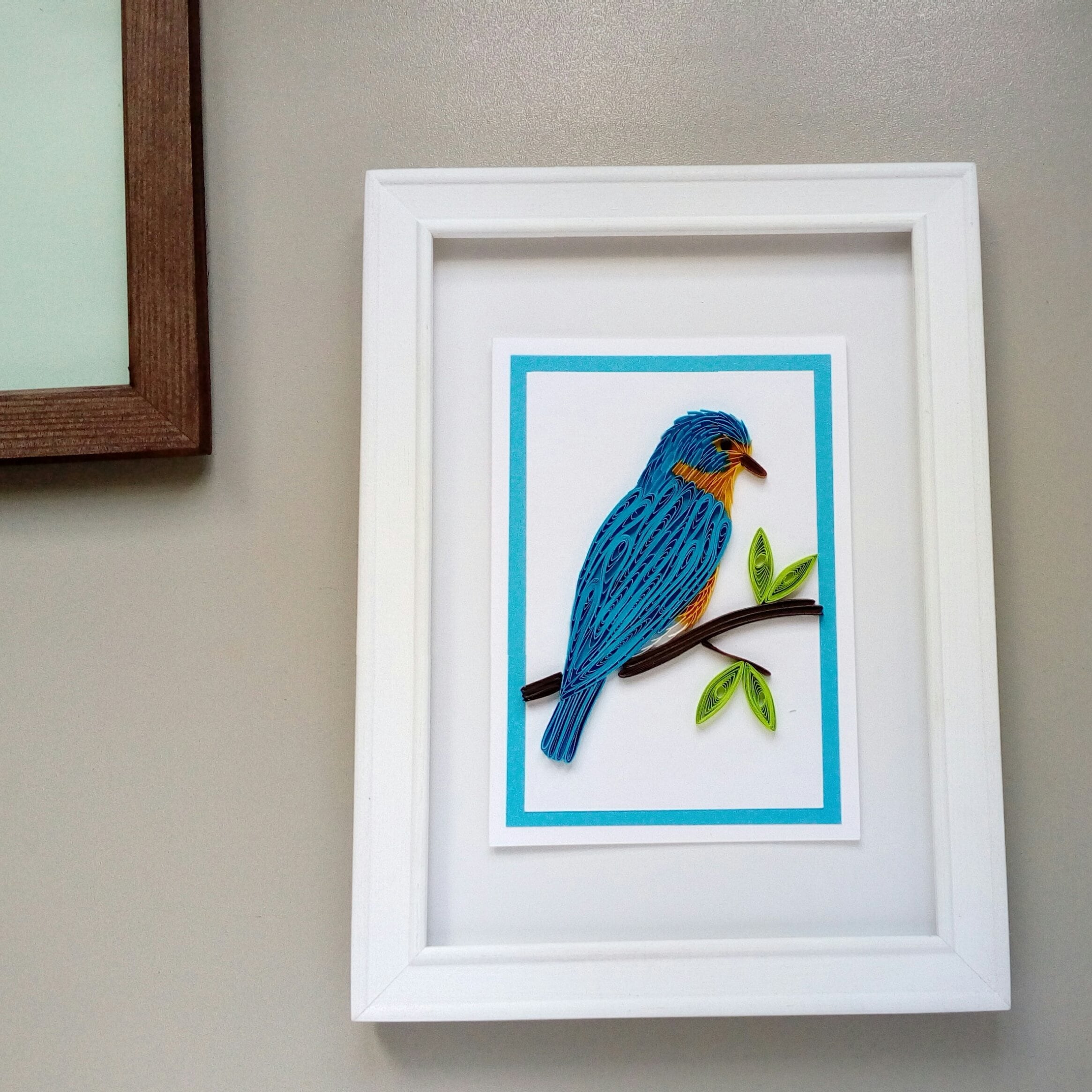 3D Greeting Card, Blue Bird Card With Quilling Design, Bird Greeting ...