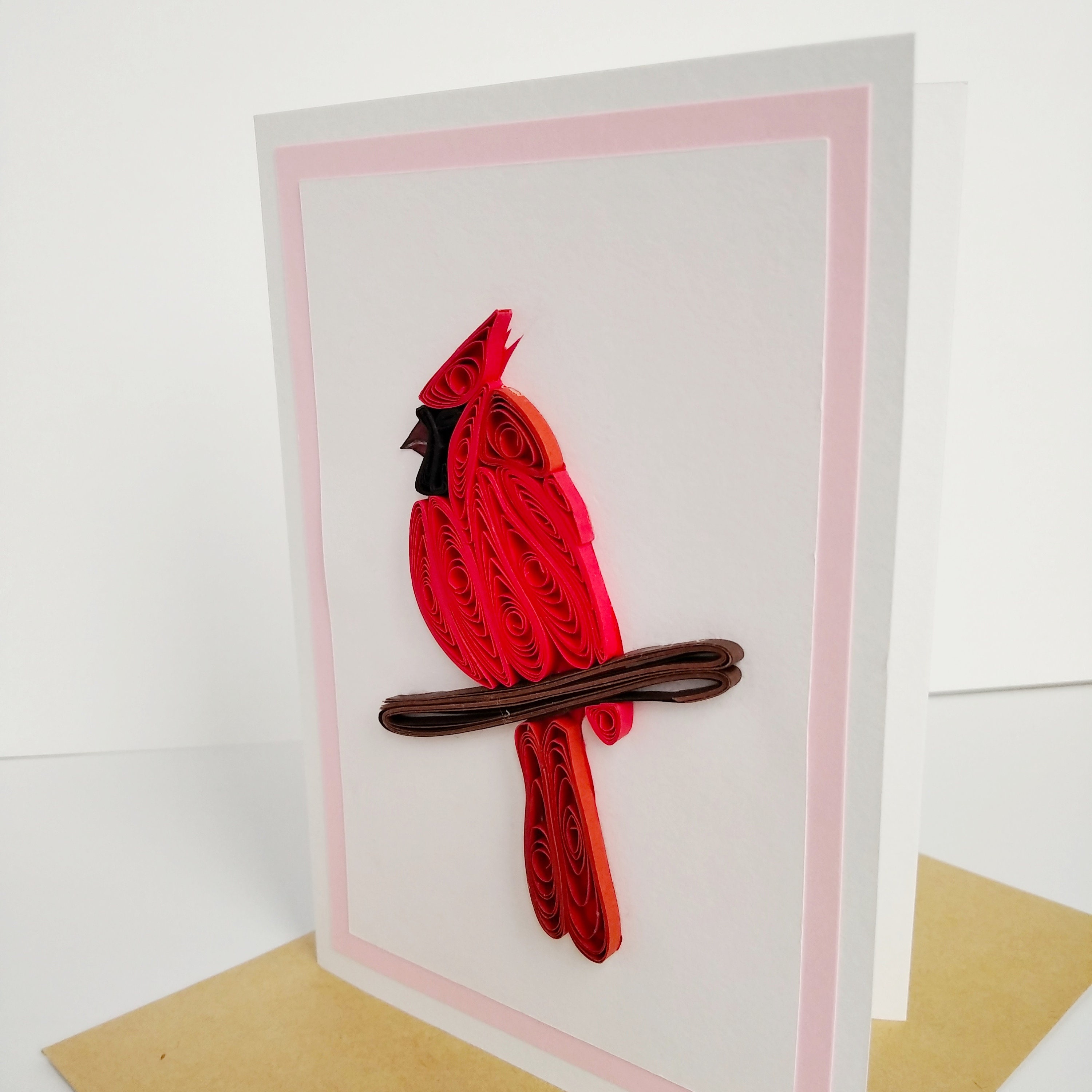 Red Cardinal Bird Card With Quilling Design Bird Greeting - Etsy