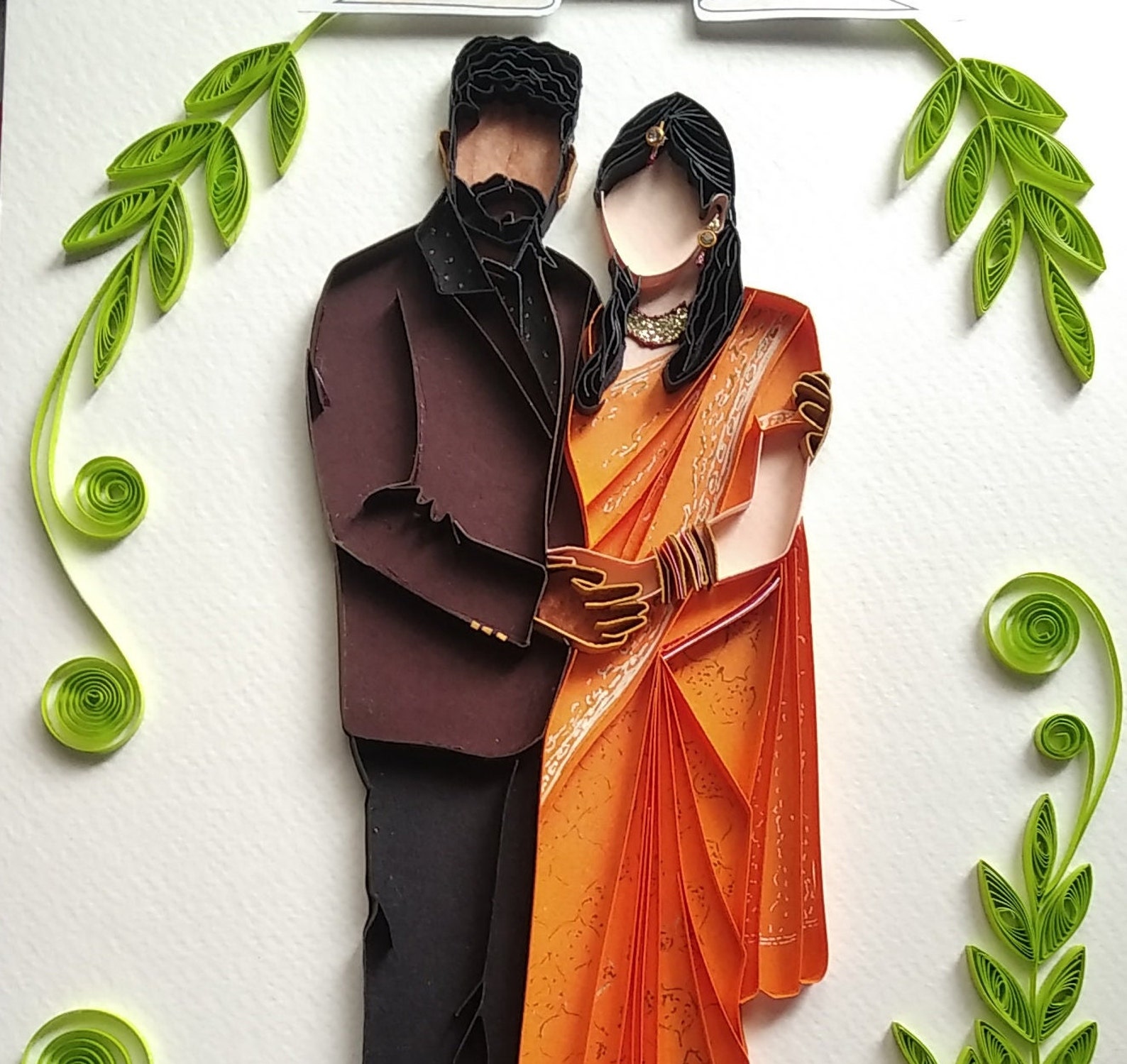 Personalised Couple Portrait With Paper Quilling- Customised Gift for ...