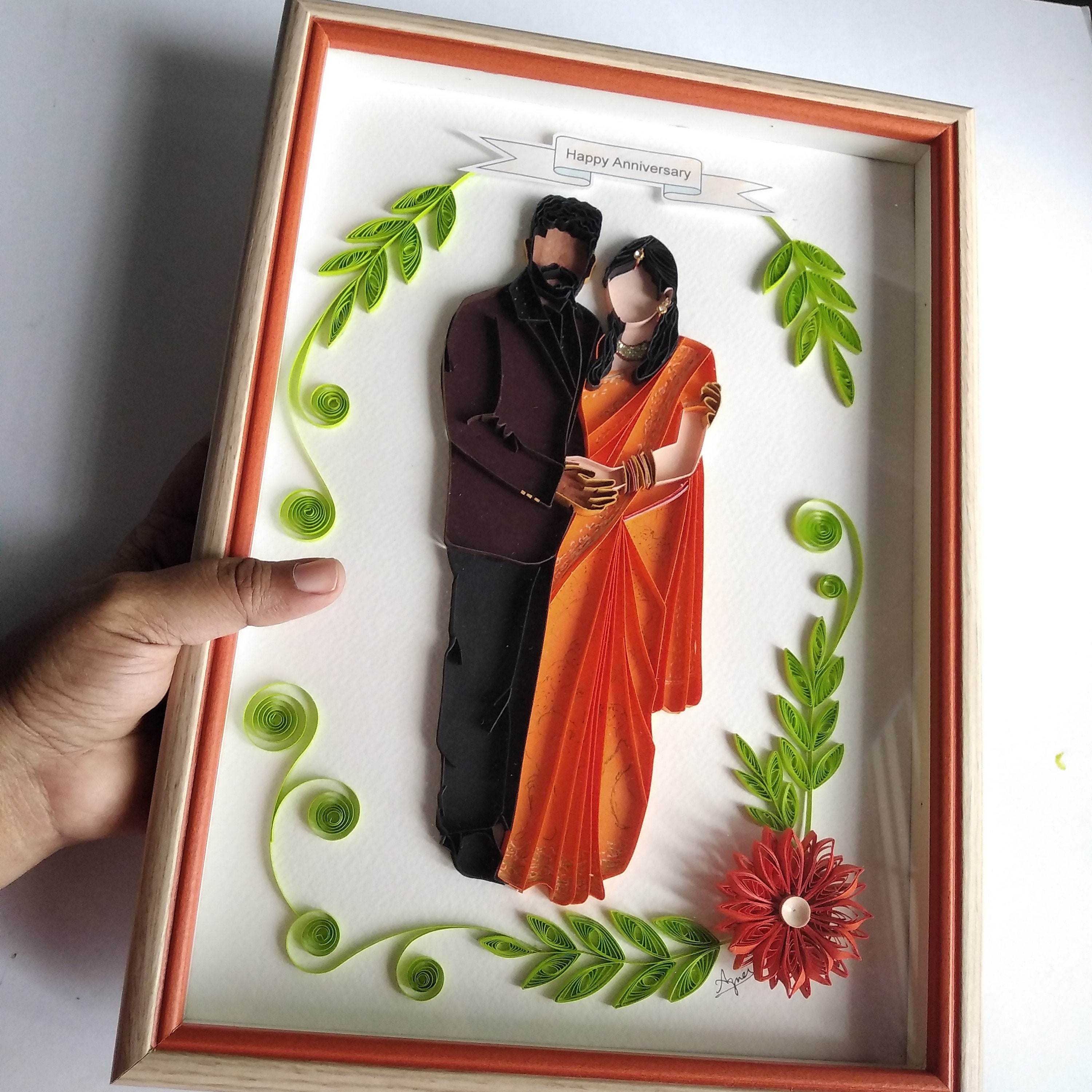 Personalised Couple Portrait With Paper Quilling Customised Gift for ...