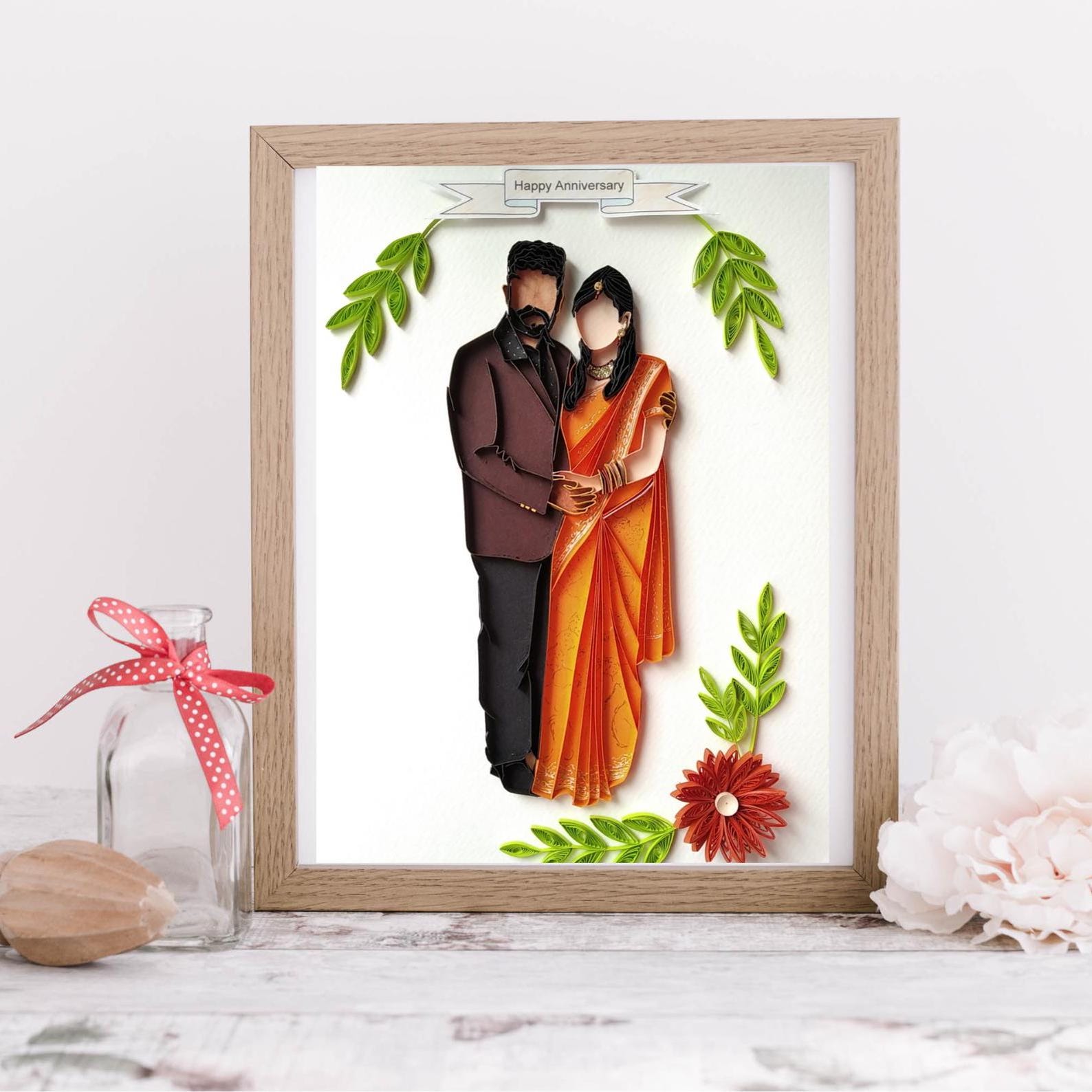Personalised Couple Portrait With Paper Quilling- Customised Gift for ...