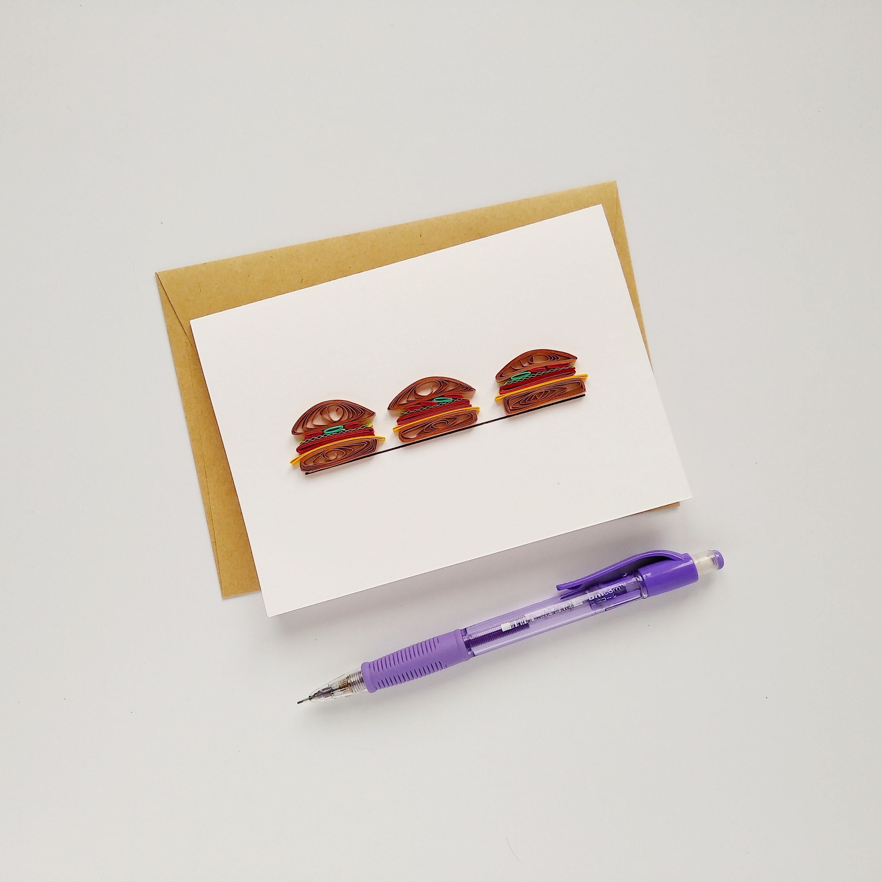 Paper Burger Greeting Card With 3D Paper Quilling Original Art - Etsy