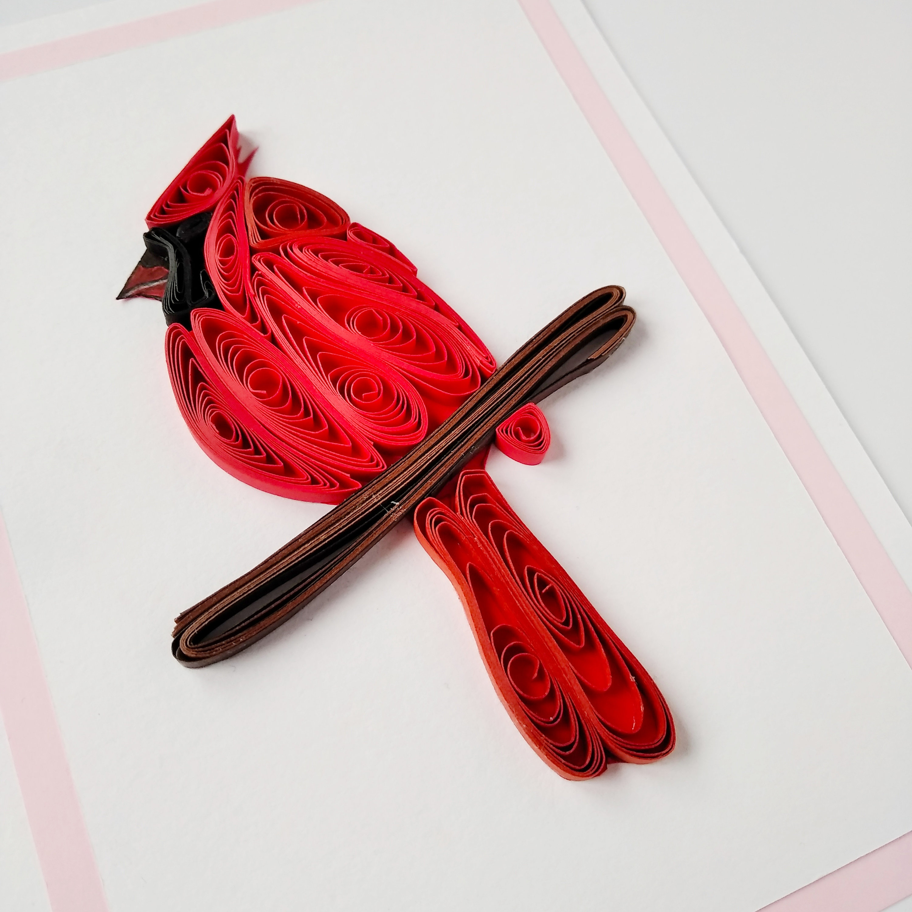 Red Cardinal Bird Card With Quilling Design Bird Greeting - Etsy