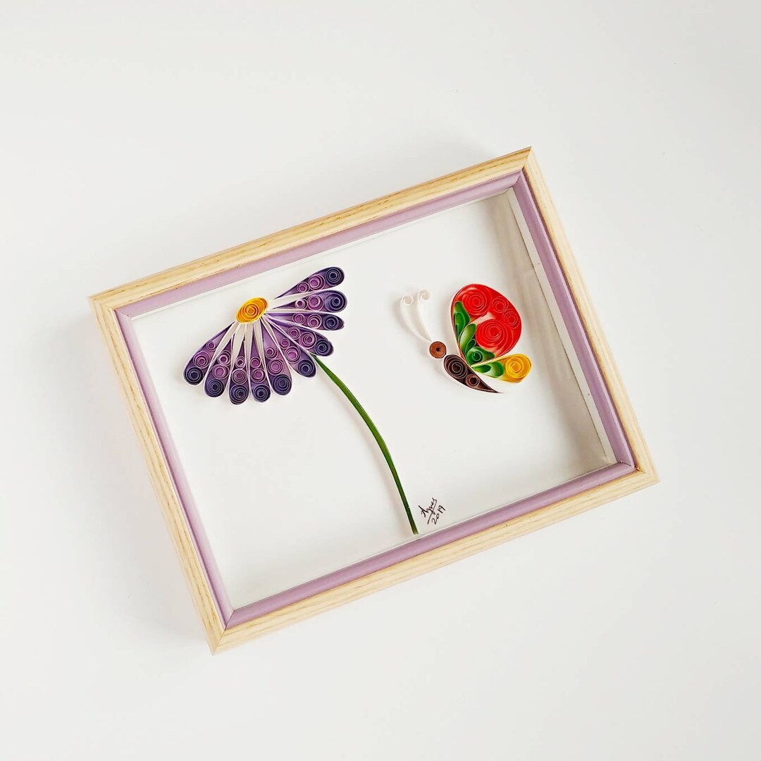 Flower With Butterfly Quilling Art Wall Deco interior Art-quilled Wall ...