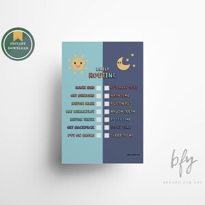 Dual Routine Checklist Printable Child Responsibility Chart, for Kids ...