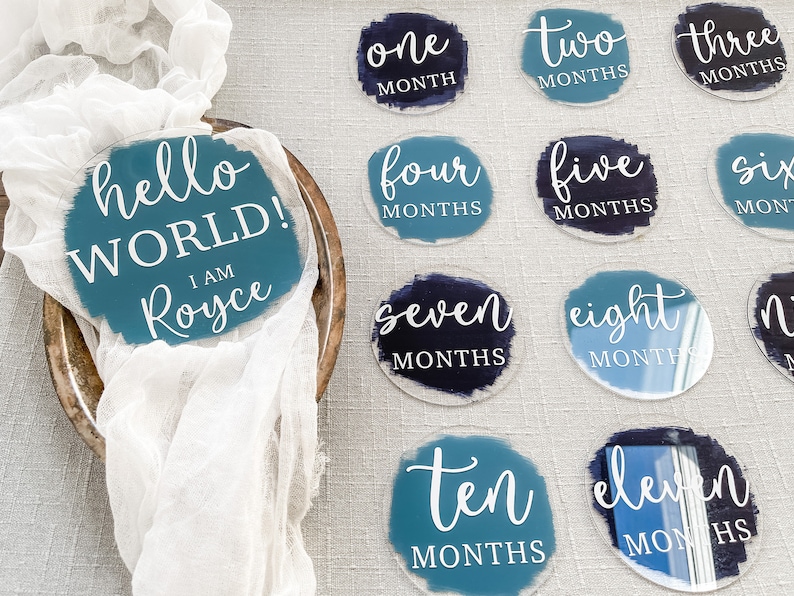 Acrylic Baby Monthly Milestone Set, Baby Monthly Milestone Markers ...