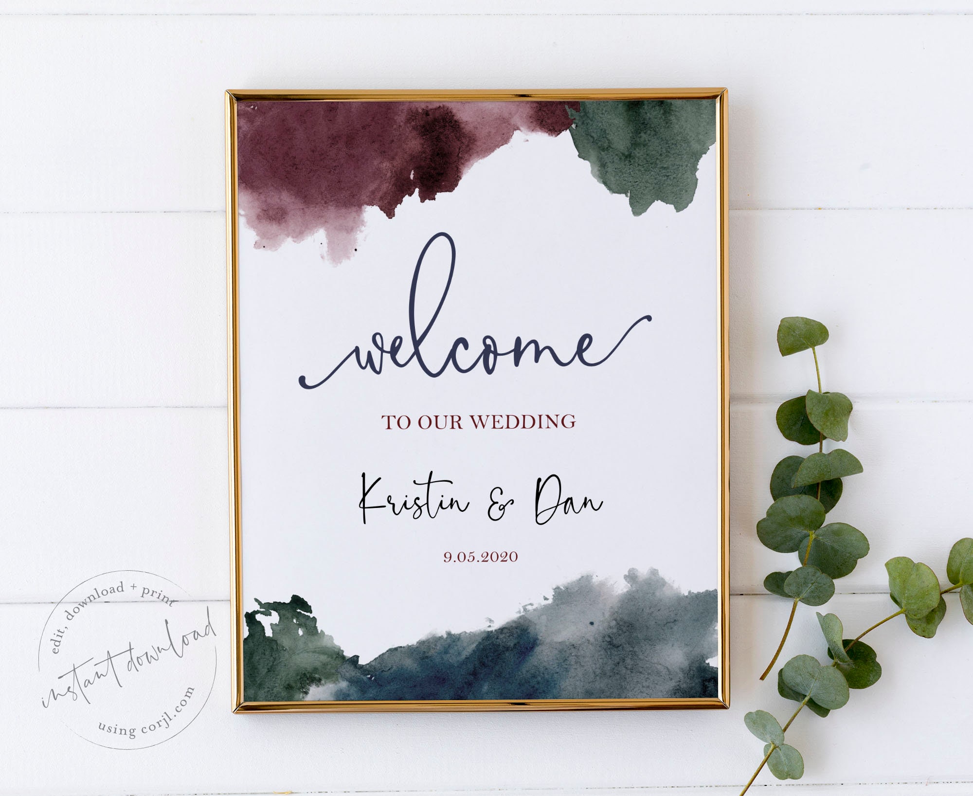 Jewel Tone Watercolor Welcome Sign, Watercolor Welcome Sign, Wedding ...