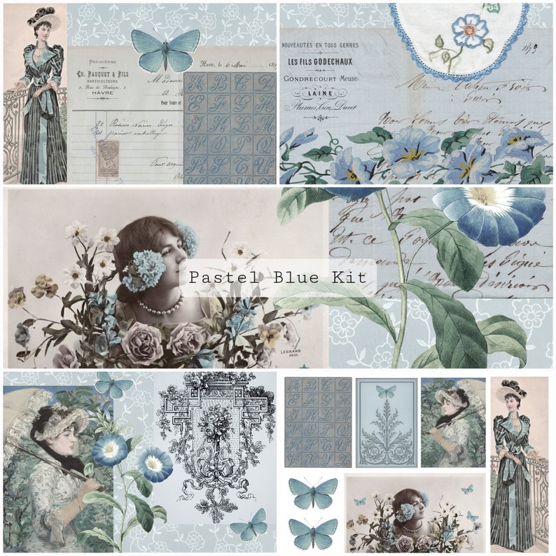 Pastel Blue Kit | Junk Journal Printable - Etsy