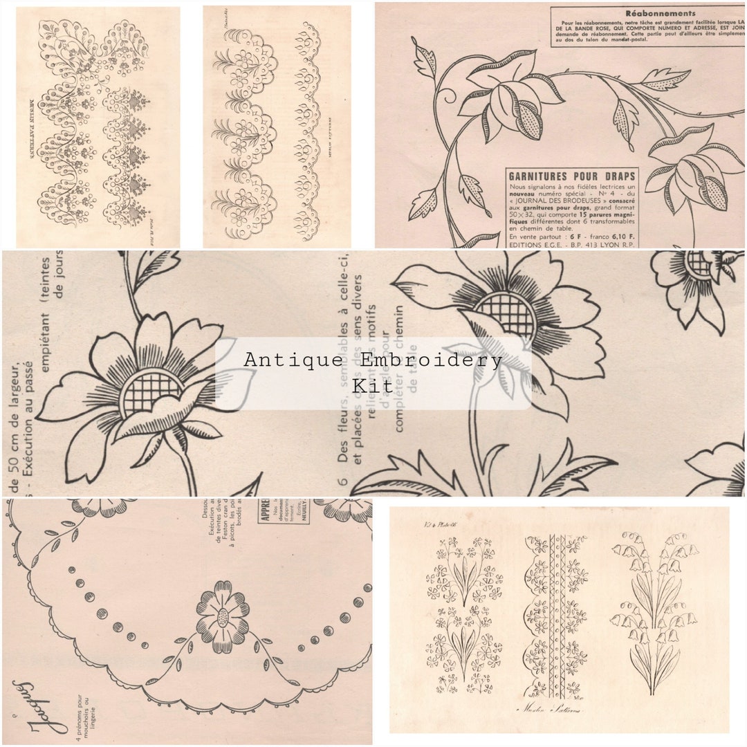 Antique Embroidery Kit | Junk Journal Printable - Etsy