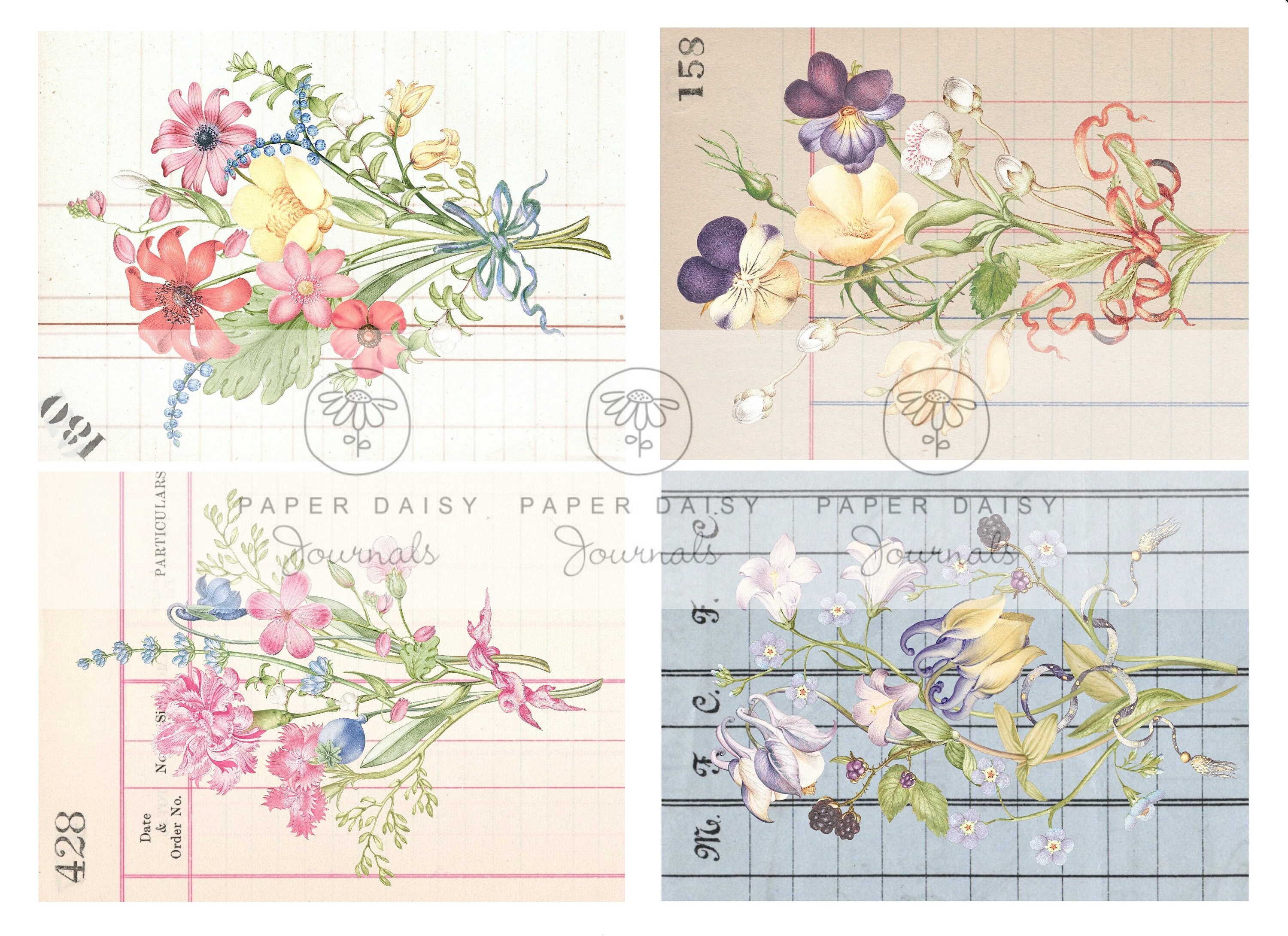 Floral Ledger Kit | Pages and Cards | Junk Journal Printable - Etsy