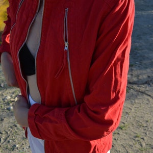 Red Cotton Zipper Summer Jacket - Etsy