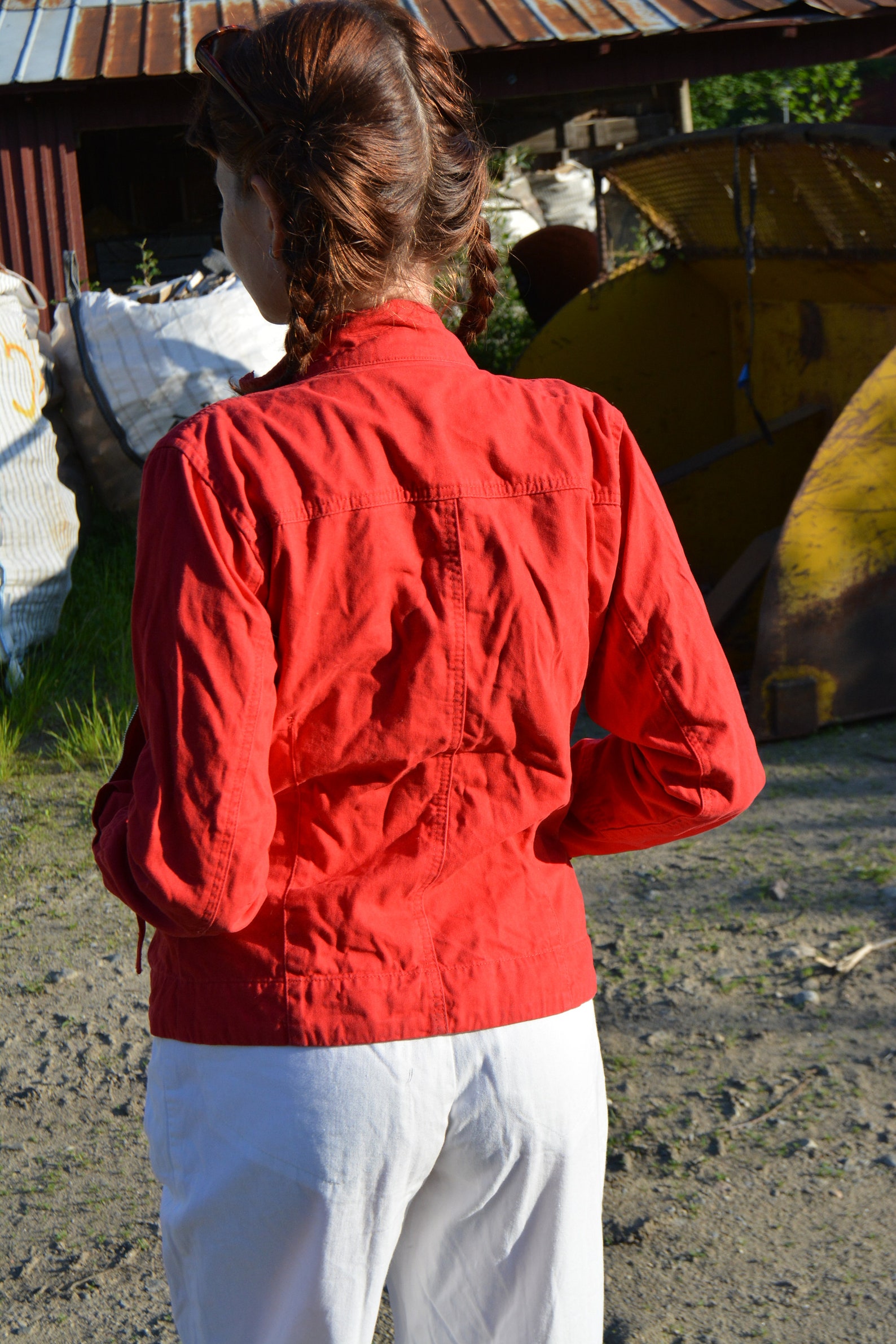 Red Cotton Zipper Summer Jacket - Etsy