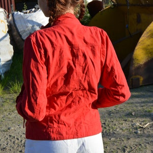 Red Cotton Zipper Summer Jacket - Etsy