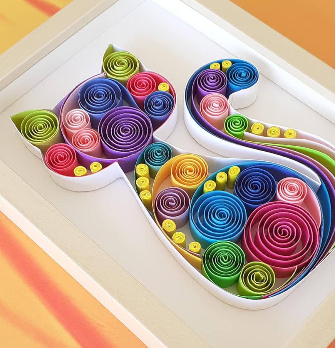 Cat Lover's Quilling Wall Art Paper Art Quilled Colored - Etsy