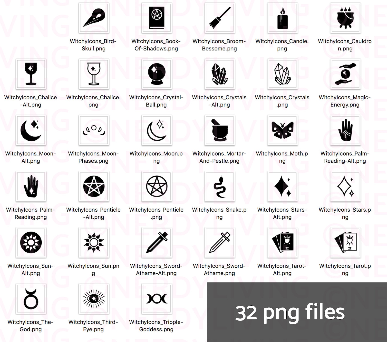 Witchy Vibes SVG Icon Set | Magical Vector Set | Tarot, Palm Reading ...