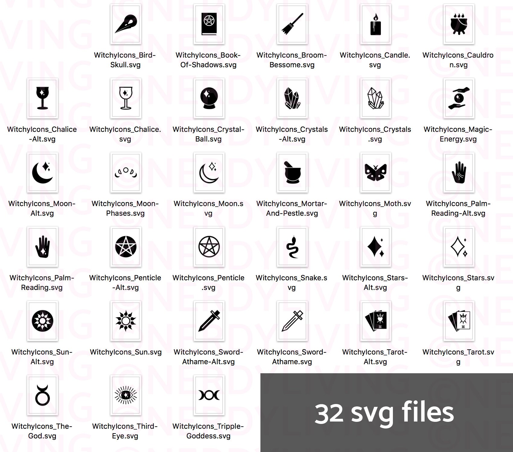 Witchy Vibes SVG Icon Set | Magical Vector Set | Tarot, Palm Reading ...