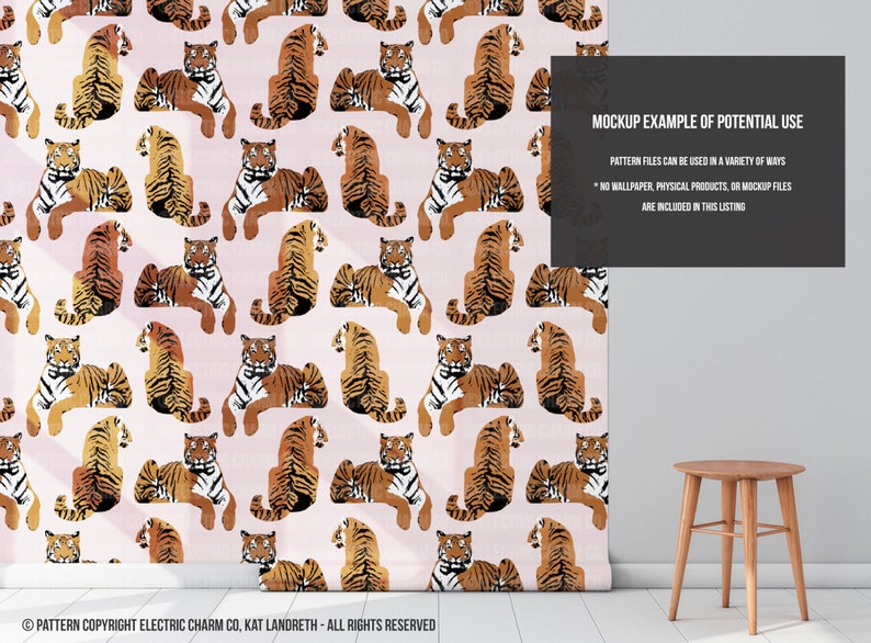 Tiger Digital Paper Seamless Pattern Set, Set of 4 Colors, Jungle ...