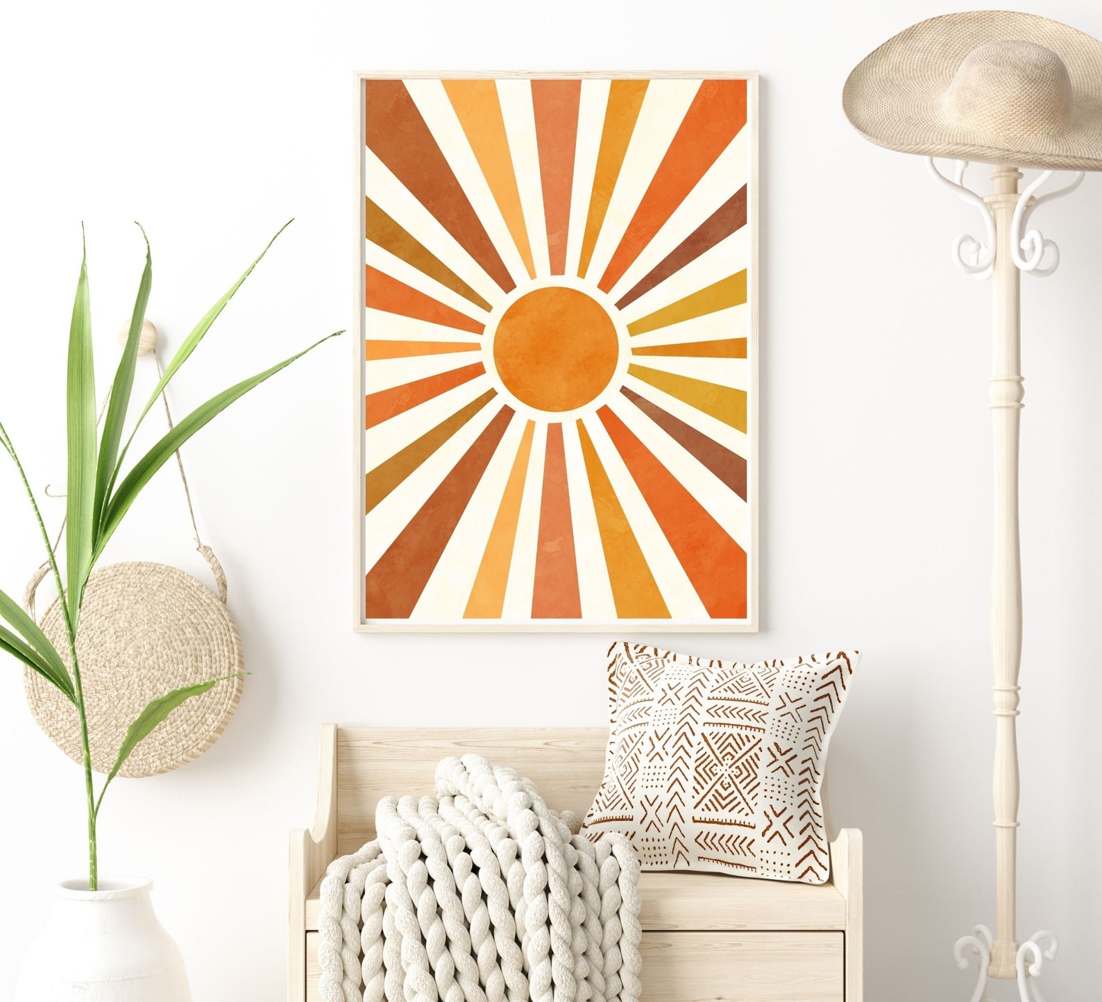 Sun Rays Art Print Boho Sun Wall Art Bursting Sun Print - Etsy