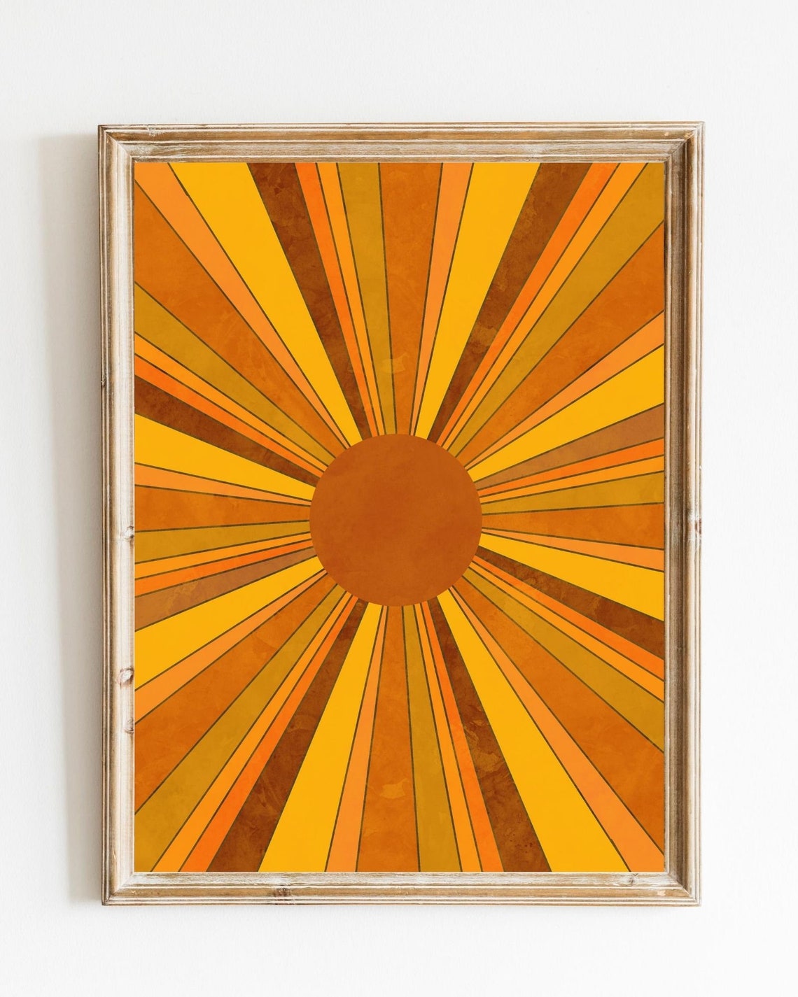 Boho Sun Print Retro 70s Print Bursting Sun Wall Art - Etsy