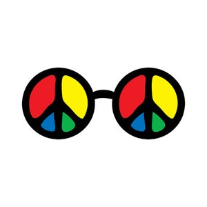 Peace Glasses Iron on Screen Print Transfers for Fabrics Hippie Glasses ...