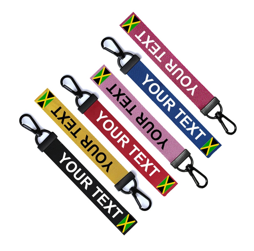 Personalised Jamaican Flag Key Chain Keyring Luggage Tag Zipper Pull ...