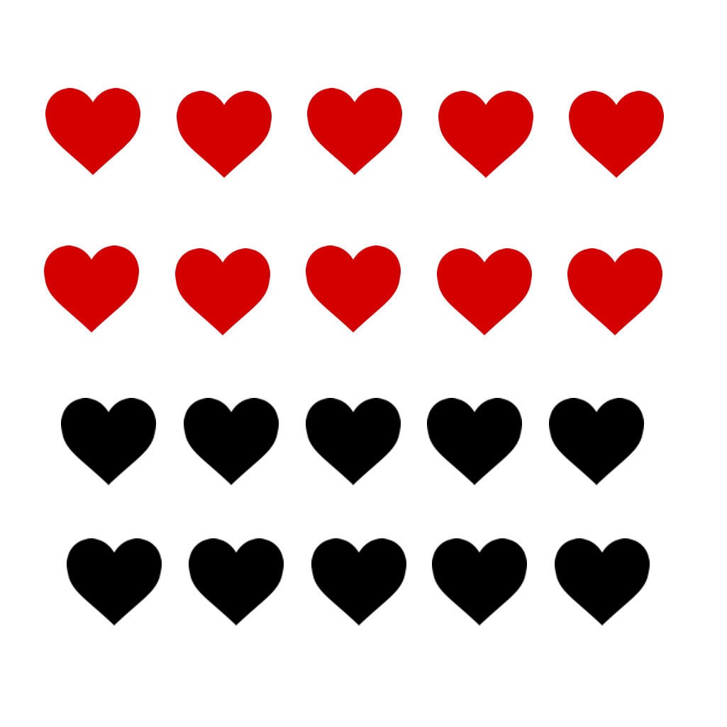 Set of 10 Heart TEMPORARY TATTOO Waterproof Love Valentine's Day Hearts ...