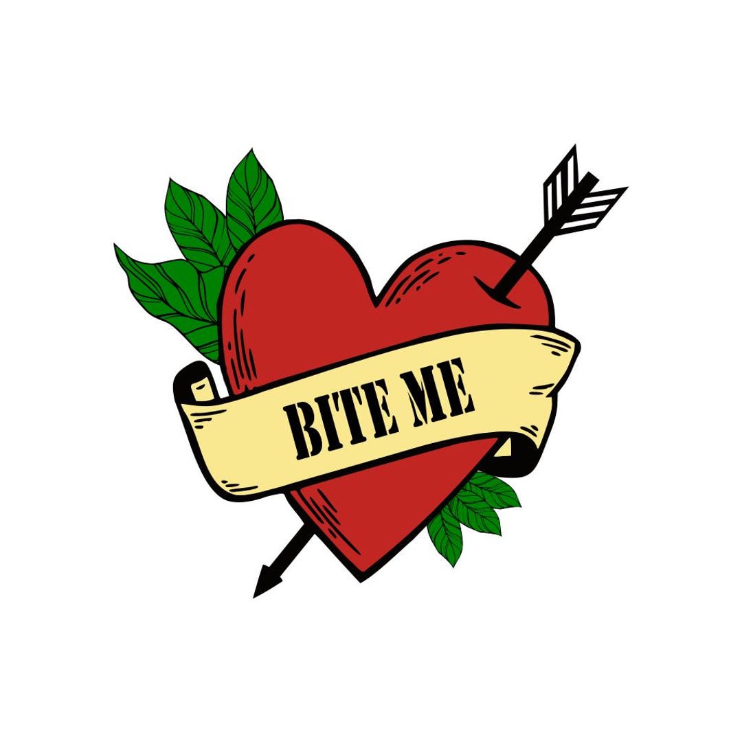 Bite Me HEART Arrow Temporary Tattoo Long Lasting Love Valentines Day ...