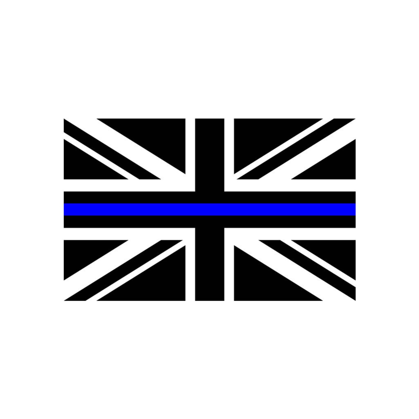 Set of 2 X Thin Blue Line UK POLICE Iron on Screen Print for Fabric ...