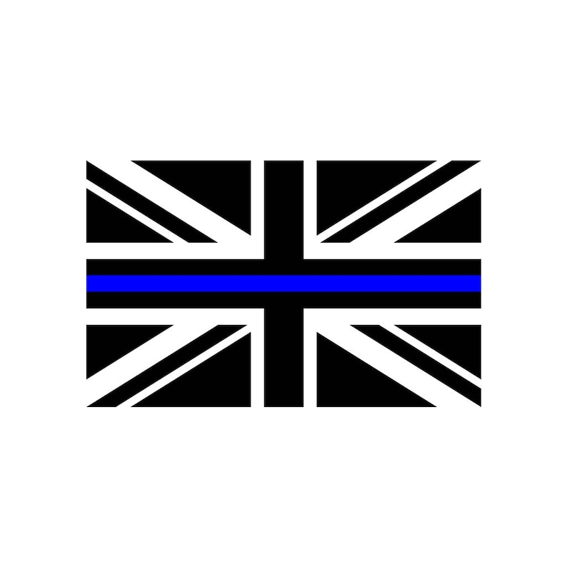 Set of 2 X Thin Blue Line UK POLICE Iron on Screen Print for Fabric ...